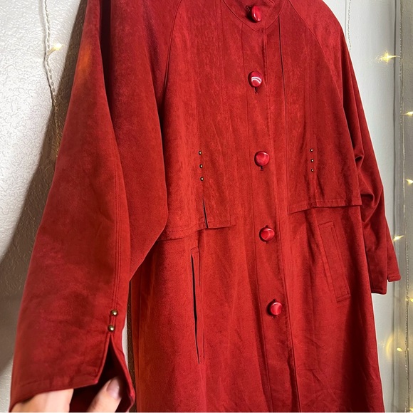 Jackets & Coats | Rare Vintage Red Studded Suede Style Trench Coat Szl ...